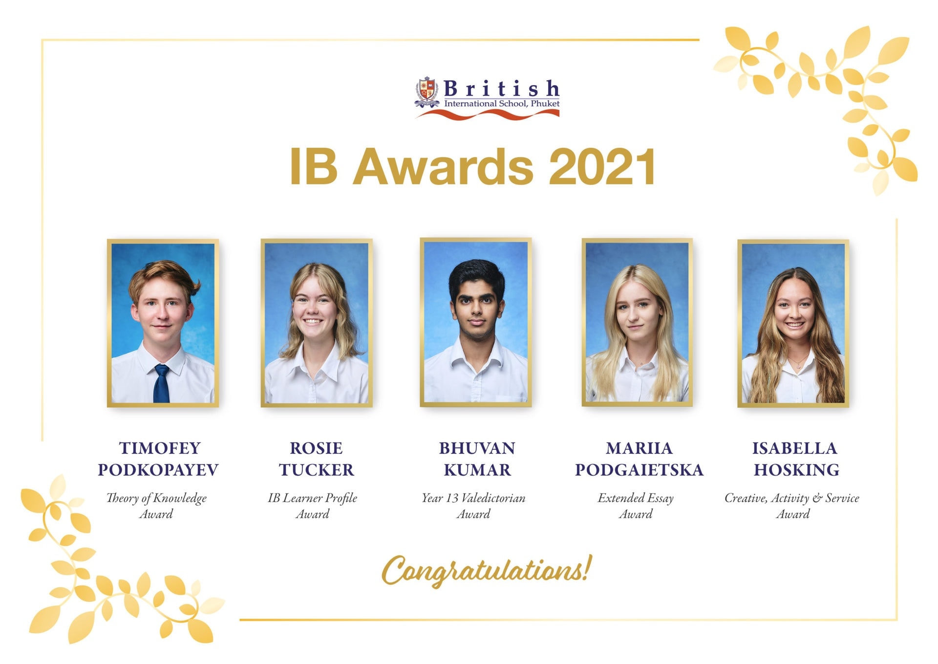 Congratulations to our Class of 2021 IB Award recipients | British ...
